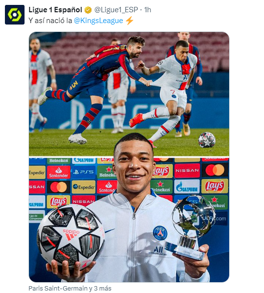 La Ligue 1 se la lía al Barcelona con una imagen de Mbappé y Piqué
